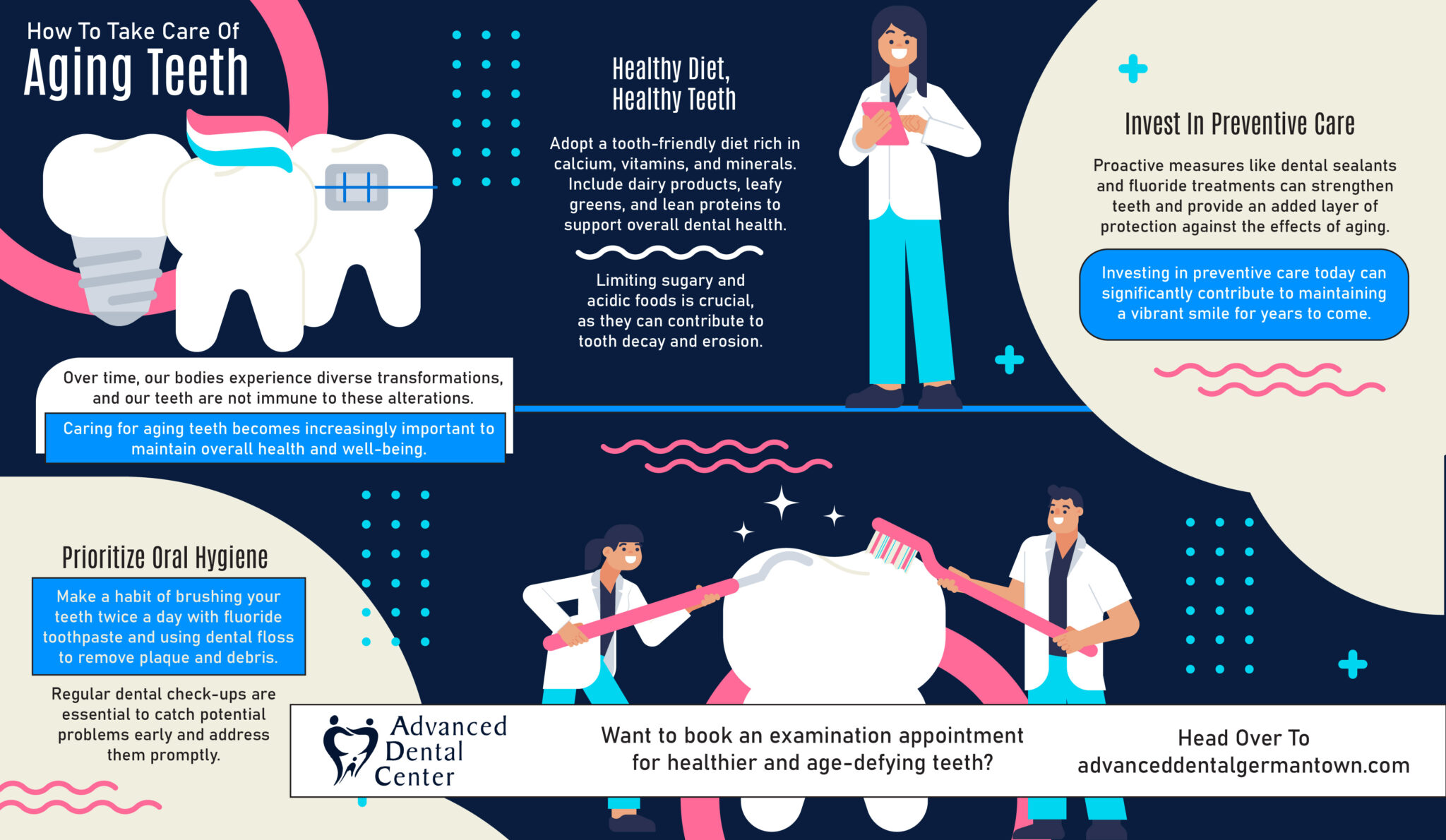 How to take care of Aging Teeth - Infographic - Advanced Dental Germantown